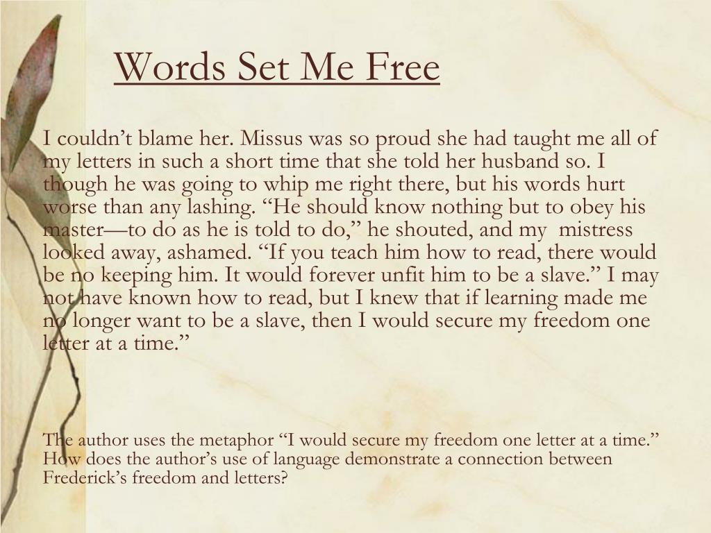 PPT - Words Set Me Free The Story of Young Frederick Douglass ...