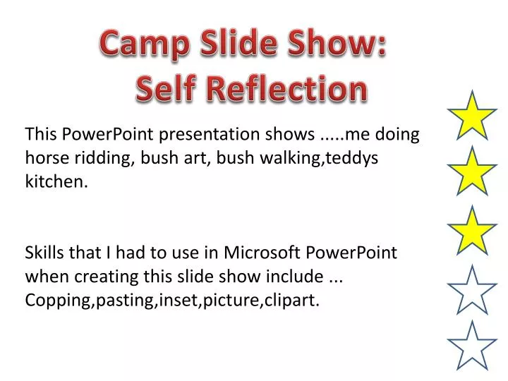 PPT - Camp Slide Show: Self Reflection PowerPoint Presentation, free ...