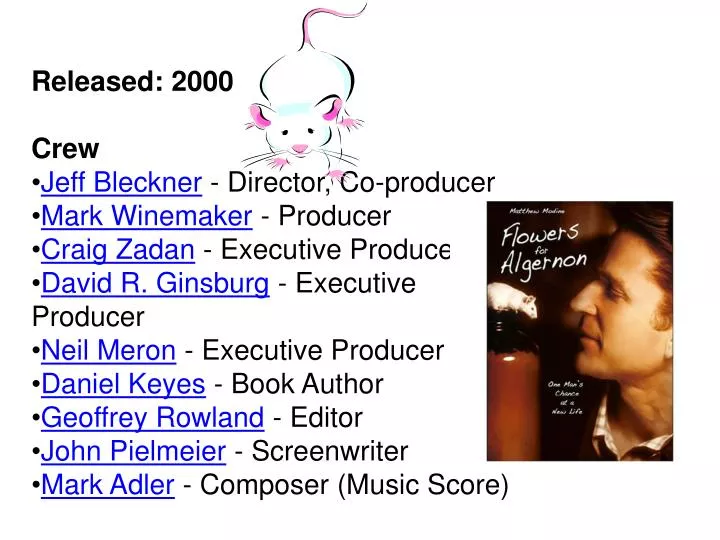 PPT - Released: 2000 Crew Jeff Bleckner - Director, Co-producer Mark ...