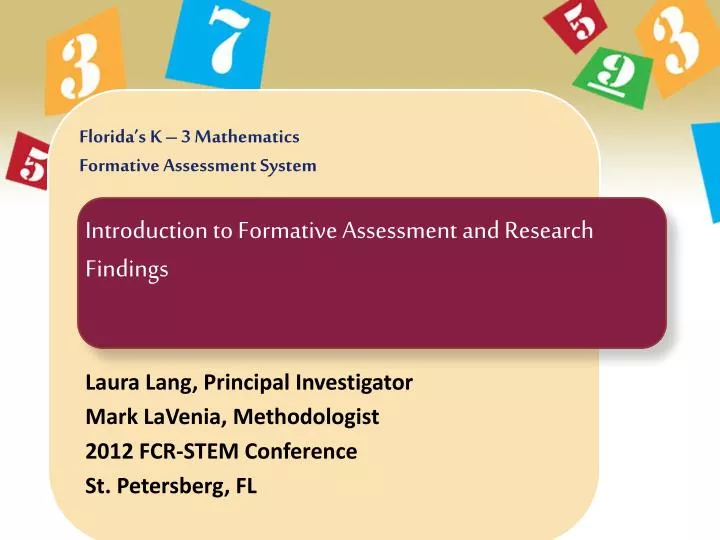 PPT - Florida’s K – 3 Mathematics Formative Assessment System ...