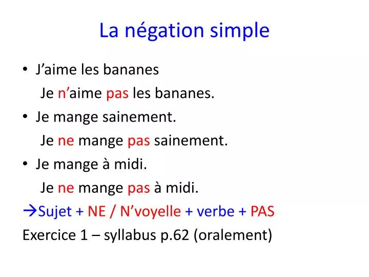 PPT - La négation simple PowerPoint Presentation, free download - ID ...