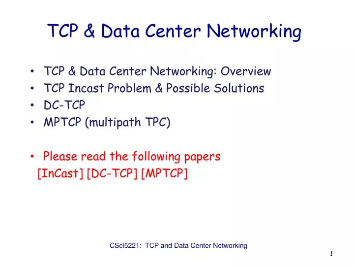 PPT - TCP & Data Center Networking PowerPoint Presentation, free ...