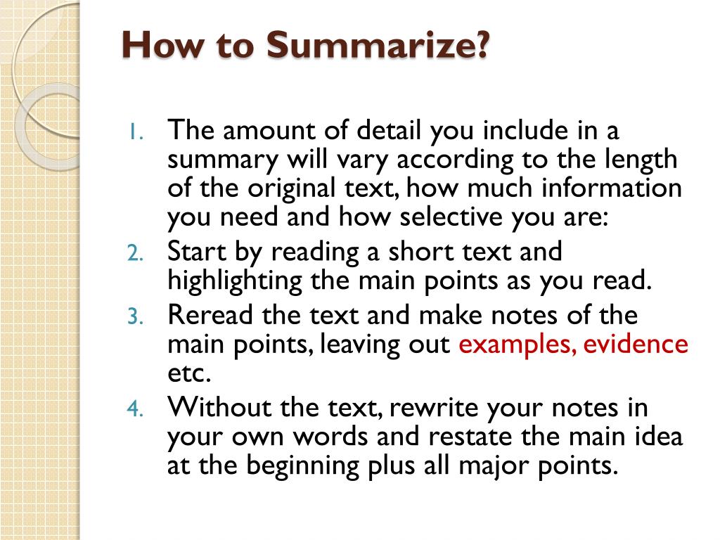 PPT Summarizing PowerPoint Presentation Free Download ID 2260524