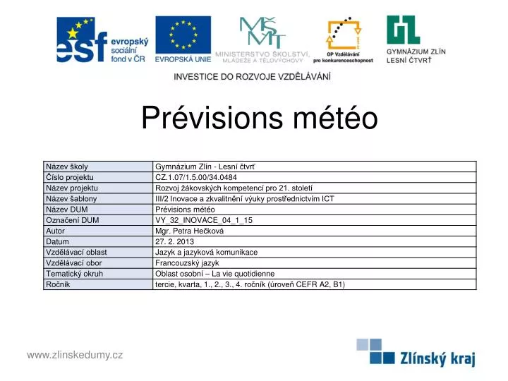 PPT - Prévisions météo PowerPoint Presentation, free download - ID:2260598