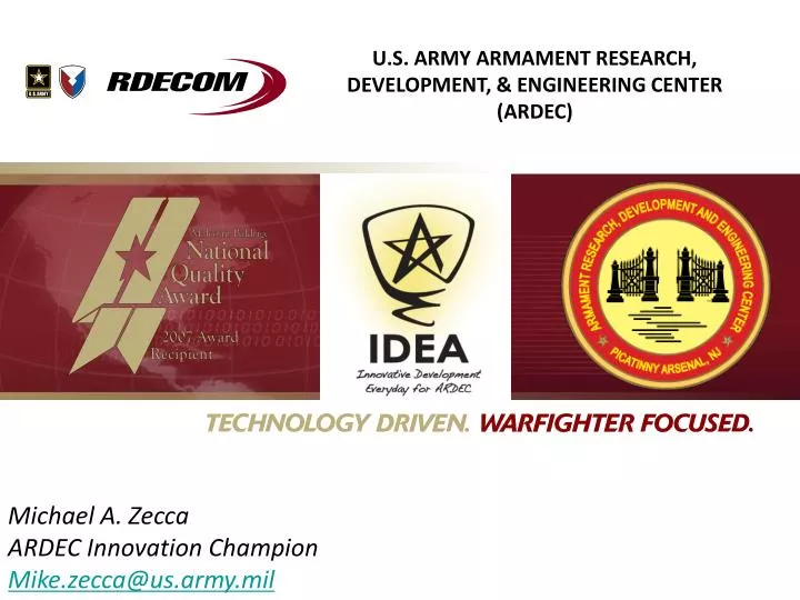 PPT - U.S. ARMY ARMAMENT RESEARCH, DEVELOPMENT, & ENGINEERING CENTER ...