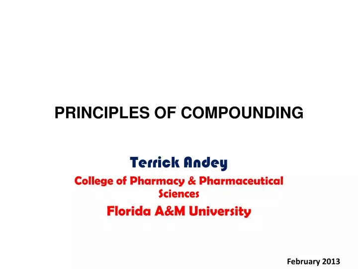 PPT - PRINCIPLES OF COMPOUNDING PowerPoint Presentation, free download ...
