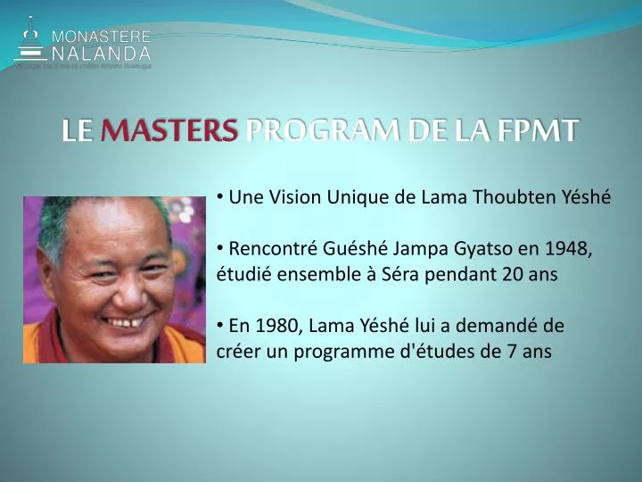 PPT - LE MASTERS PROGRAM DE LA FPMT PowerPoint Presentation, free ...