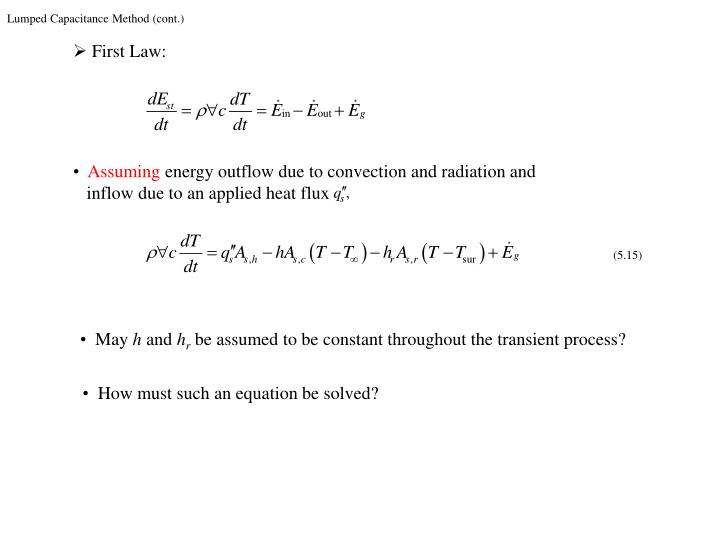 PPT - Transient Conduction: The Lumped Capacitance Method PowerPoint ...
