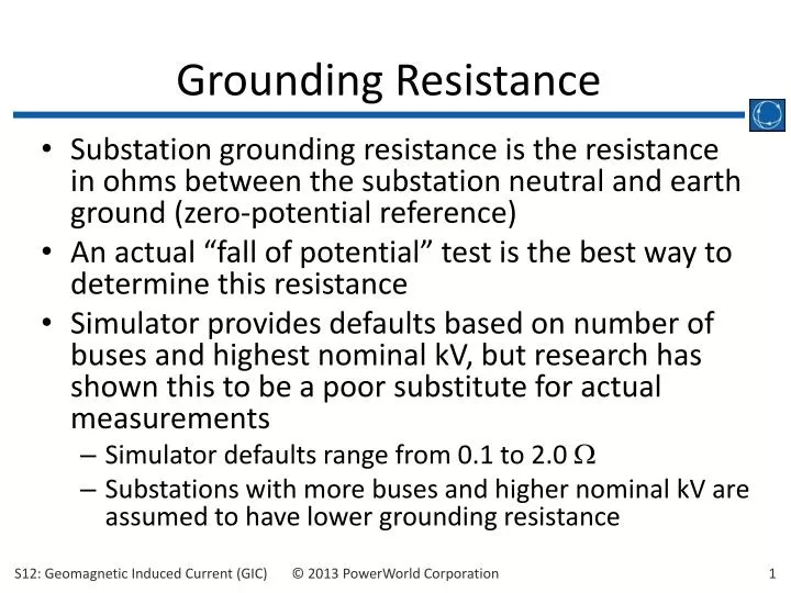 PPT - Grounding Resistance PowerPoint Presentation, free download - ID ...