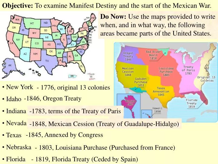 PPT - Objective: To examine Manifest Destiny and the start of the ...