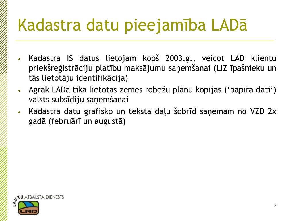 PPT - Kadastra datu izmantošana Lauku atbalsta dienestā PowerPoint ...
