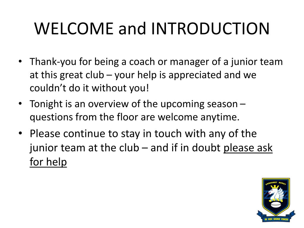 PPT - Ponsonby Rugby 2013 Junior Coaches & Managers April 4 th & 5th ...