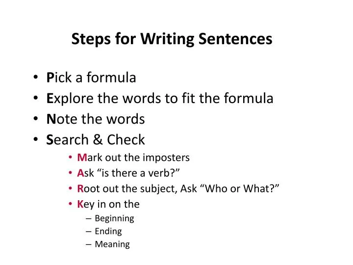 PPT - Steps for Writing Sentences PowerPoint Presentation, free ...