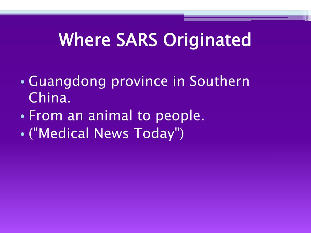 PPT - Severe Acute Respiratory Syndrome (SARS) PowerPoint Presentation ...