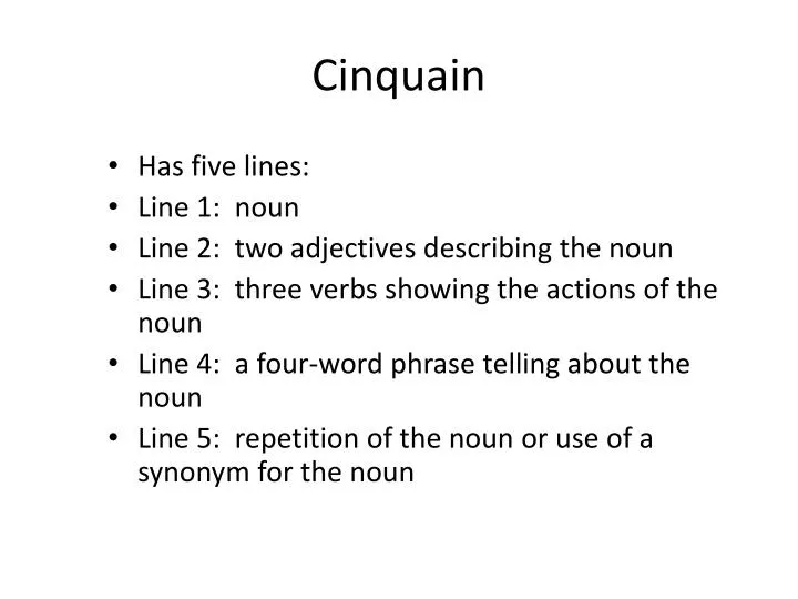 PPT - Cinquain PowerPoint Presentation, free download - ID:2273123