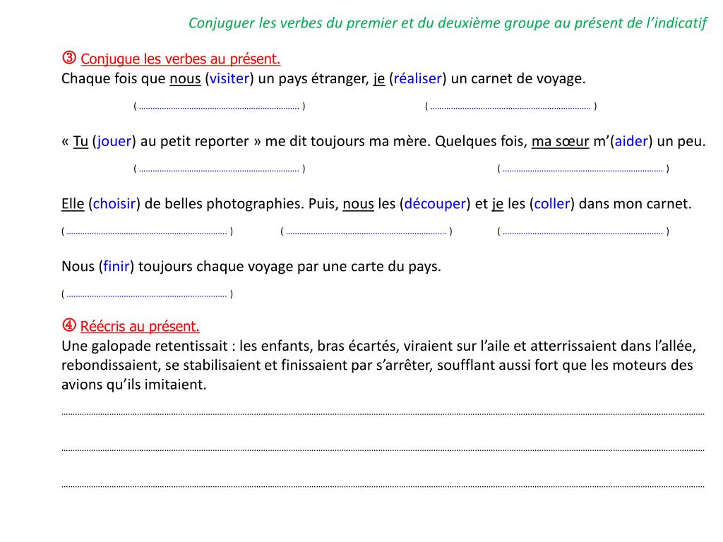 PPT - Conjuguer les verbes du premier et du deuxième groupe au présent ...