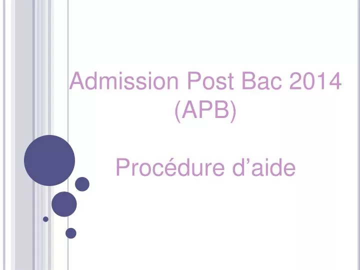PPT - Admission Post Bac 2014 (APB ) Procédure d’aide PowerPoint ...