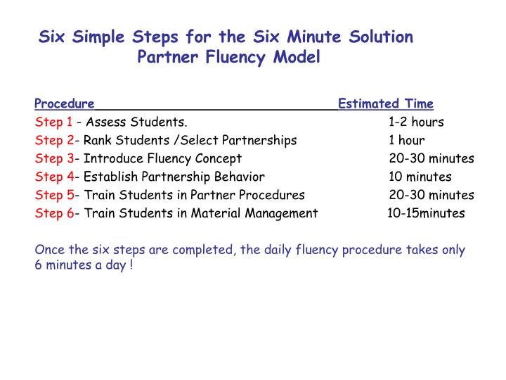 PPT - Getting Up to Speed with The Six Minute Solution PowerPoint ...