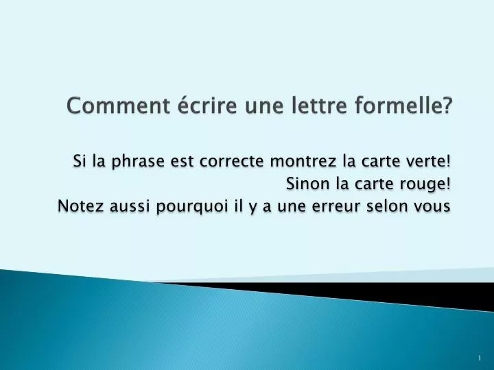PPT - Comment écrire une lettre formelle ? PowerPoint Presentation ...