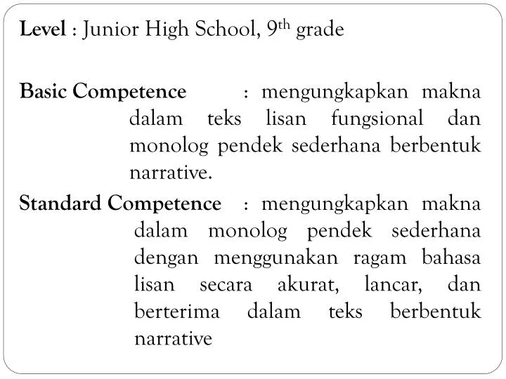 PPT - Level : Junior High School, 9 th grade PowerPoint Presentation ...