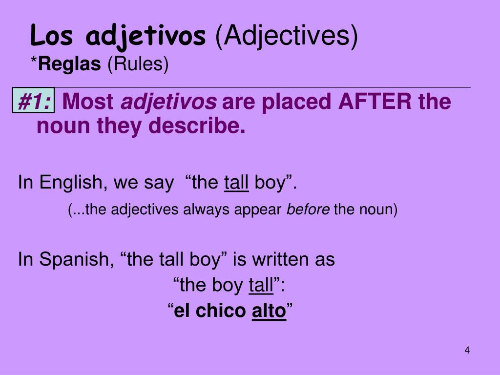PPT - Los adjetivos Adjectives are words that describe nouns ...