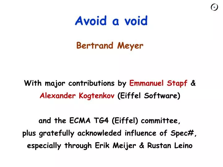 PPT - Avoid a void PowerPoint Presentation, free download - ID:2280576