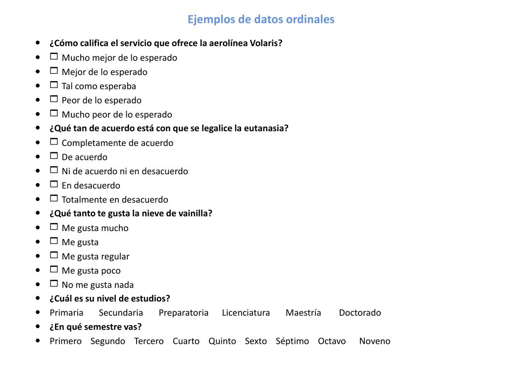 PPT - Clasificación de los datos según sus Niveles de Medición Por ...