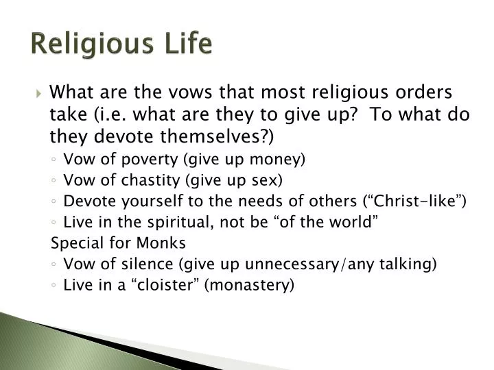 PPT - Religious Life PowerPoint Presentation, free download - ID:2280974