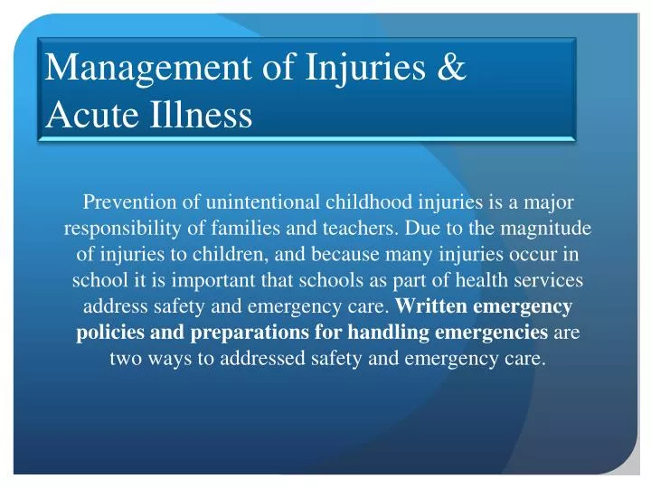 PPT - Management of Injuries & Acute Illness PowerPoint Presentation ...