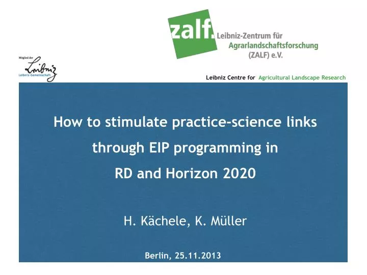 PPT - How to stimulate practice-science links through EIP programming ...