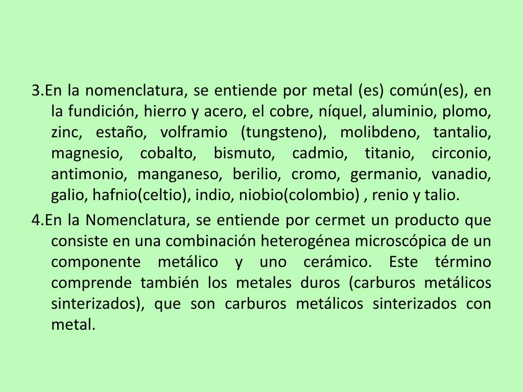 PPT - METALES COMUNES Y MANUFACTURAS DE ESTOS METALES NOTAS DE SECCIÓN ...
