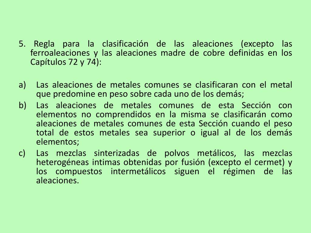 PPT - METALES COMUNES Y MANUFACTURAS DE ESTOS METALES NOTAS DE SECCIÓN ...