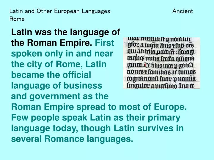 PPT - Latin and Other European Languages Ancient Rome PowerPoint ...