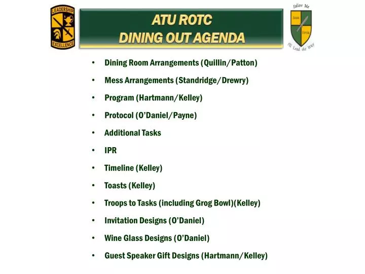 PPT - ATU ROTC DINING OUT AGENDA PowerPoint Presentation, free download ...
