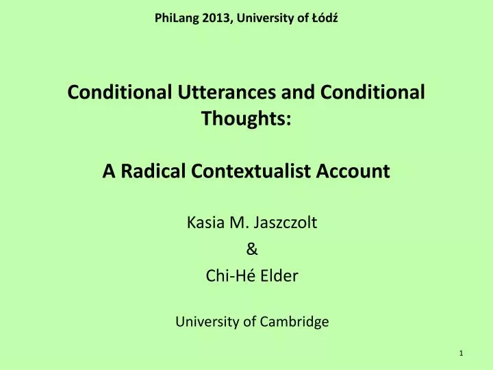PPT - Kasia M. Jaszczolt & Chi- H é Elder University of Cambridge ...
