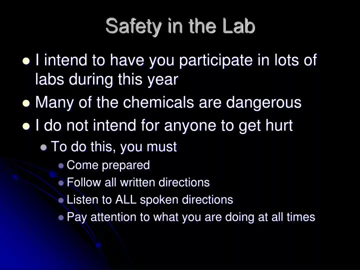 PPT - Safety in the Lab PowerPoint Presentation, free download - ID:2286988