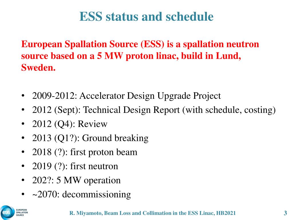 PPT - Beam Loss and Collimation in the ESS Linac Ryoichi Miyamoto ( ESS ...