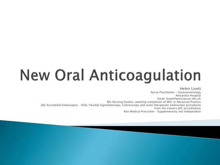 PPT - New Oral Anticoagulation PowerPoint Presentation, free download ...