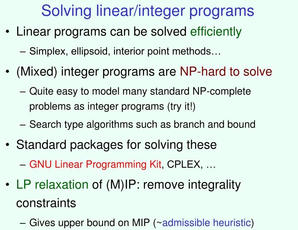 Ppt Many Uses Of Linear Programming Mixed Integer Linear Programming In This Course