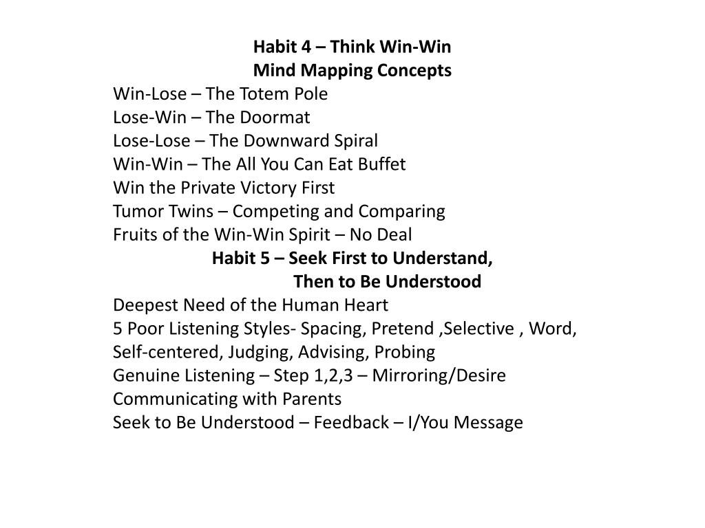 PPT - The 7 Habits of Highly Effective Teens Habits 1-7 Mind Mapping ...