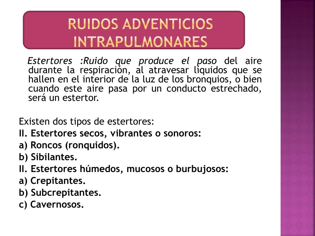 PPT - MODIFICACIONES PATOLÓGICAS DE LOS RUIDOS RESPIRATORIOS PowerPoint ...