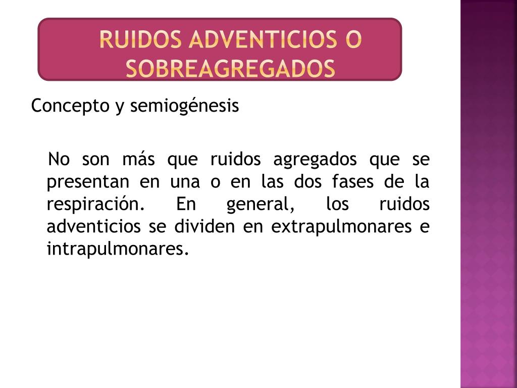 PPT - MODIFICACIONES PATOLÓGICAS DE LOS RUIDOS RESPIRATORIOS PowerPoint ...