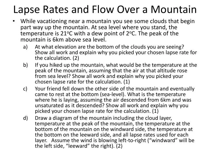 PPT - Lapse Rates and Flow Over a Mountain PowerPoint Presentation ...