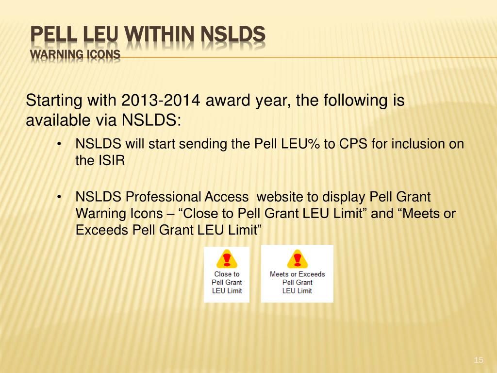 PPT - PELL GRANT Lifetime Eligibility Used (LEU) PowerPoint ...