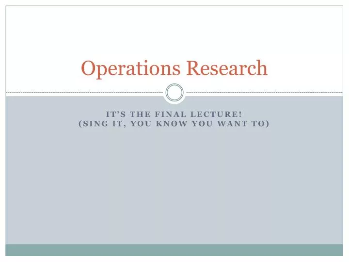 PPT - Operations Research PowerPoint Presentation, free download - ID ...