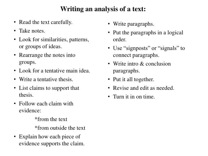 PPT - Writing an analysis of a text : PowerPoint Presentation, free ...