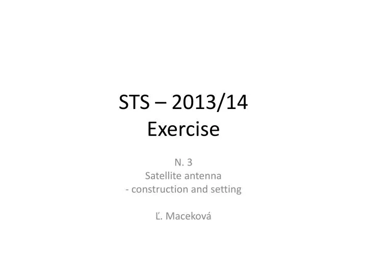 PPT - STS – 2013/14 Exercise PowerPoint Presentation, free download ...