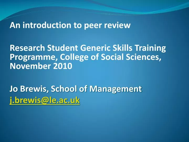 PPT - An introduction to peer review PowerPoint Presentation, free ...