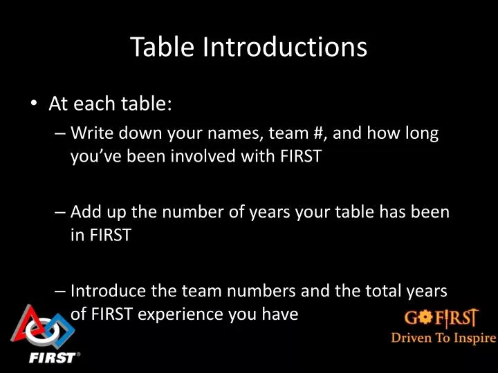 PPT - Table Introductions PowerPoint Presentation, free download - ID ...