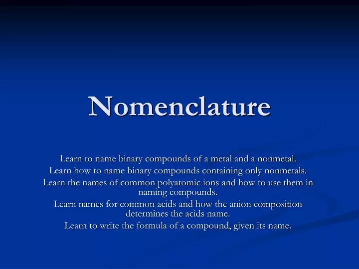 PPT - Nomenclature PowerPoint Presentation, free download - ID:2319001